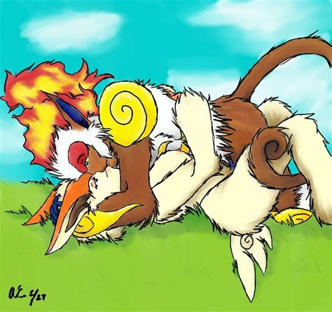 Rule 34 Anthro Breasts Color Day Female Fiery Hair Fire Fur Furry Infernape Interspecies Male