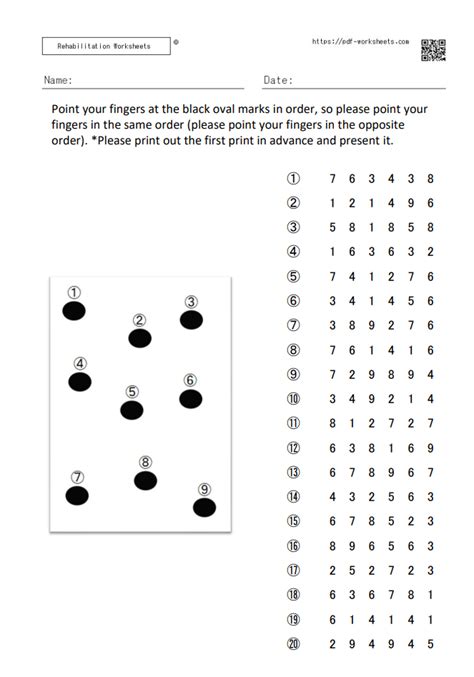 Tapping span task digits Actividades Actividades para niños Matematicas