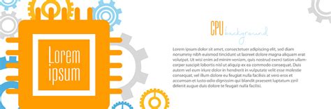평면 스타일의 나노 기술 개념 중앙 처리 장치 마이크로 칩 텍스트를위한 공간이있는 격리 된 흰색 배경에 기어가있는 프로세서 0명에 대한 스톡 벡터 아트 및 기타 이미지