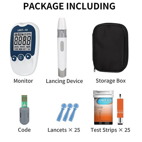 Urit Uric Acid Test Kit 25 Test Strips With Lancing Device Home Use