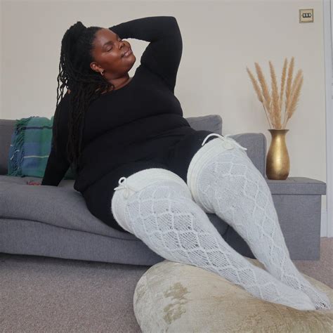 White Thigh High Socks Snag
