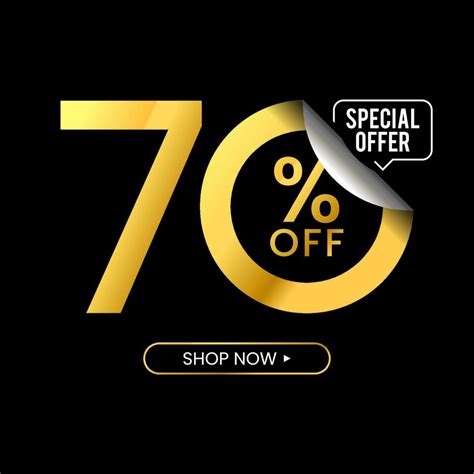 70 Percent Off Discount Golden Numbers With Percent Sign And Unique
