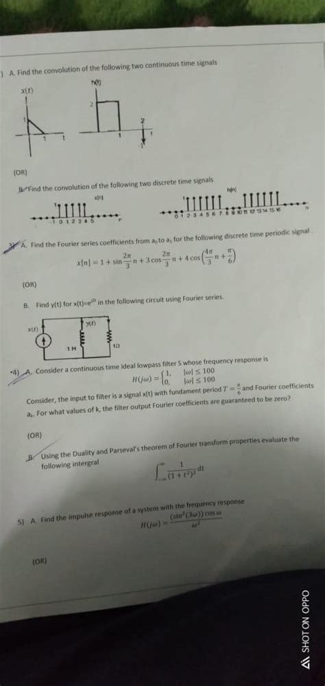 Solved A Find The Convolution Of The Following Two