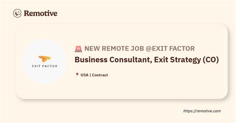 Hiring Business Consultant Exit Strategy CO Exit Factor