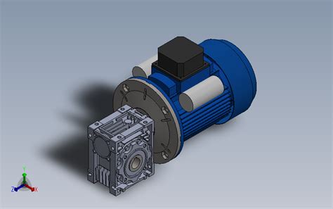 带齿轮箱的 1马力电机 SOLIDWORKS 2020 模型图纸下载 懒石网