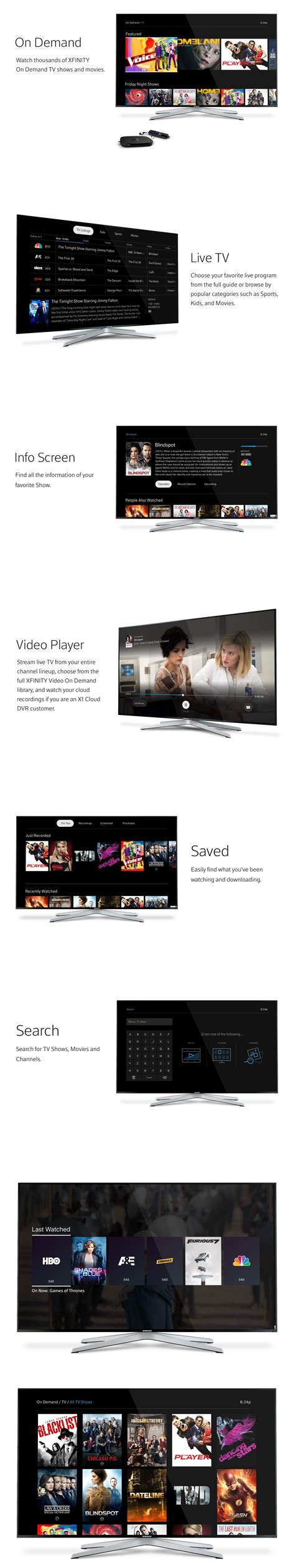 XFINITY Stream App Roku Behance