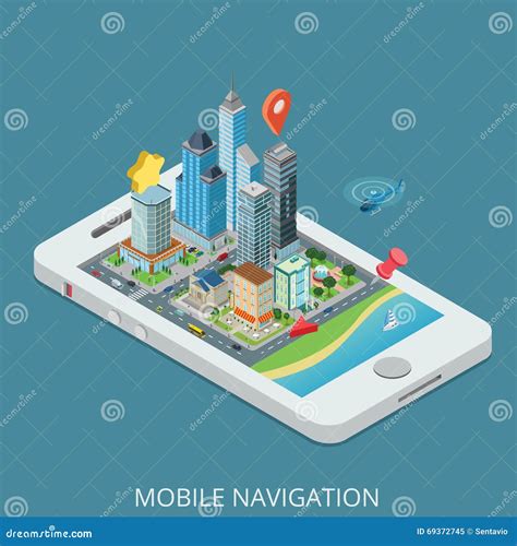 Perno Móvil Del Mapa Del Smartphone De La Navegación De La Ciudad