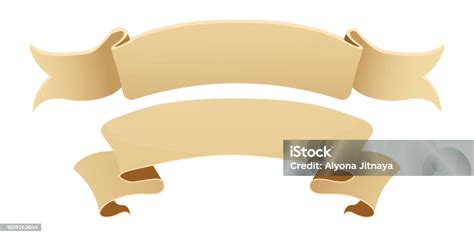 양피지 두루마리 리본 흰색 배경에 분리된 만화 스타일의 오래된 빈티지 배너 게임 Ui 요소 벡터 그림 리본상에 대한 스톡 벡터 아트 및 기타 이미지 Istock