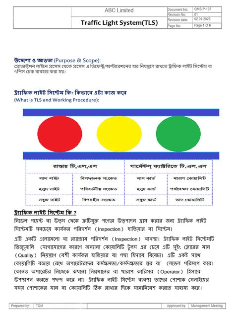 Traffic Light System Tls Procedure For Rmg Pdf