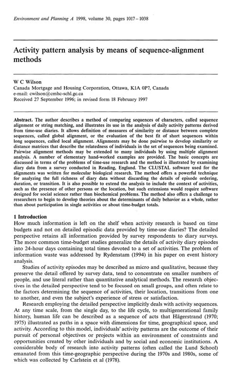 pdf activity pattern analysis by means of sequence alignment methods