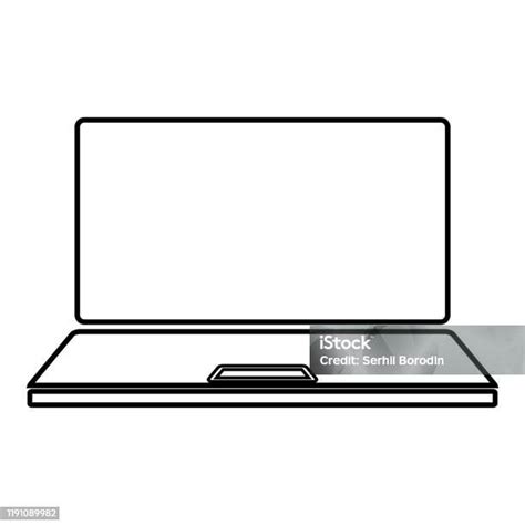 랩톱 아이콘 개요 블랙 컬러 벡터 일러스트 플랫 스타일 이미지 0명에 대한 스톡 벡터 아트 및 기타 이미지 0명 검은색