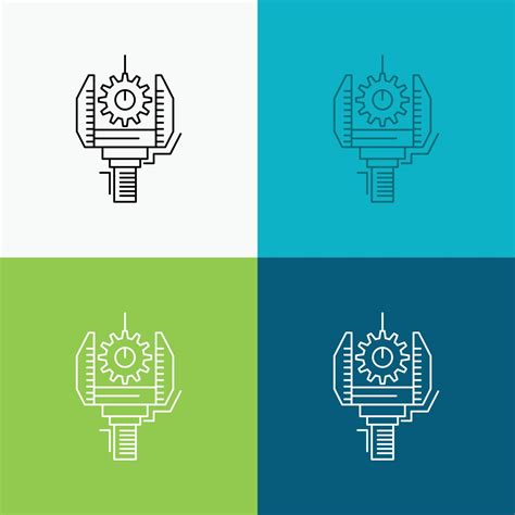 Automation Industry Machine Production Robotics Icon Over Various Background Line Style