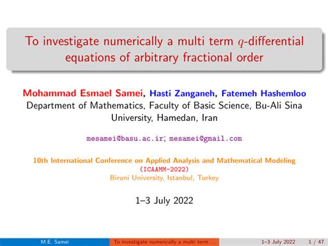 Pdf To Investigate Numerically A Multi Term Q Differential Equations Of Arbitrary Fractional Order