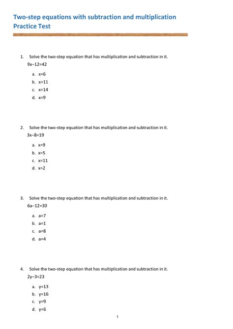 Algebra 2 Equations List