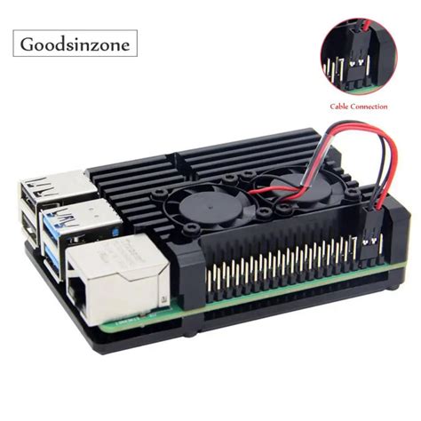 Raspberry Pi 4 Model B Passive Cooling Case Metal Aluminium Case With Dual Fan Kit Cooling