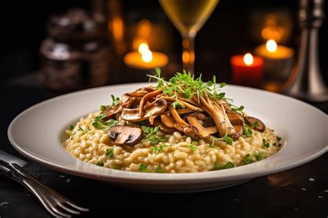 Premium Ai Image A Gourmet Mushroom Risotto Served In A Fancy