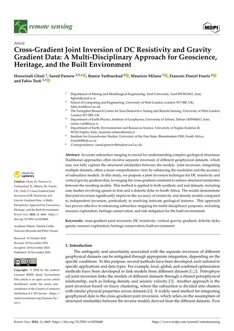 Pdf Cross Gradient Joint Inversion Of Dc Resistivity And Gravity