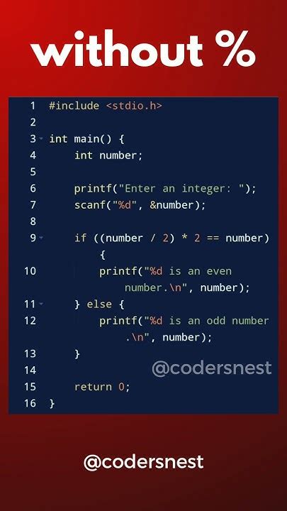 Find Odd Or Even Without Modulo Operator Subscribe Codersnest