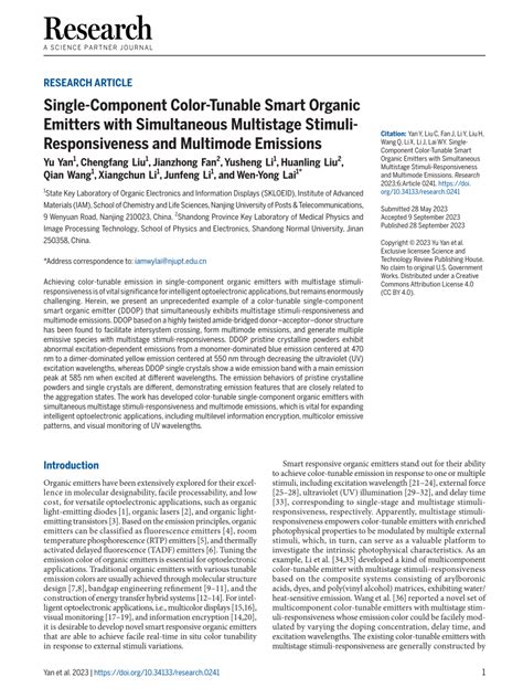 Pdf Single Component Color Tunable Smart Organic Emitters With Simultaneous Multistage Stimuli