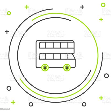 검은색과 녹색 선 흰색 배경에 격리된 이층 버스 아이콘 런던 클래식 여객 버스 대중 교통 기호입니다 다채로운 개요 개념입니다 벡터 일러스트 레이 션 거리에 대한 스톡 벡터
