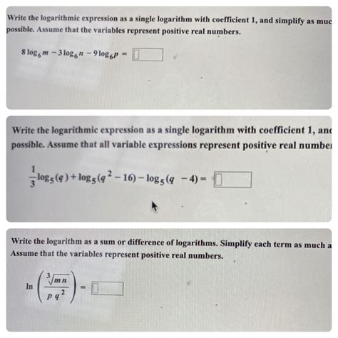 Solved Write The Logarithmic Expression As A Single