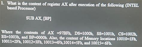 solved what is the content of register ax after execution of