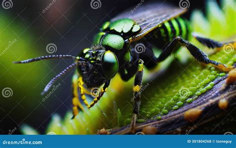 A Macro Photograph Of A Green Bug Stock Illustration Illustration Of