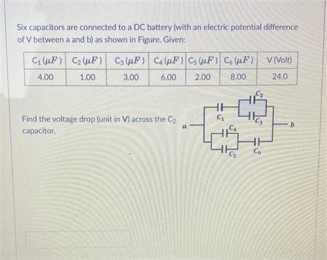Solved Six Capacitors Are Connected To A DC Battery With An Chegg Com