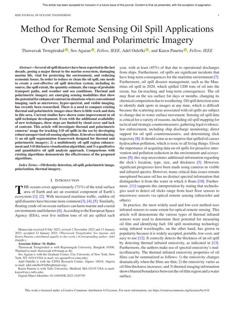 Pdf Method For Remote Sensing Oil Spill Applications Over Thermal And Polarimetric Imagery