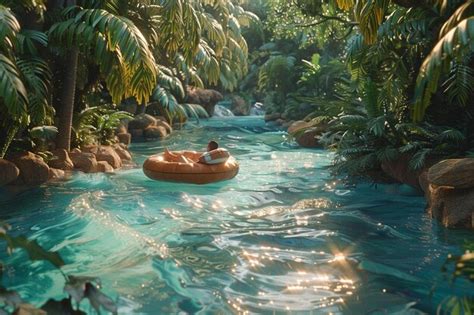 Floating Down A Lazy River Premium Ai Generated Image