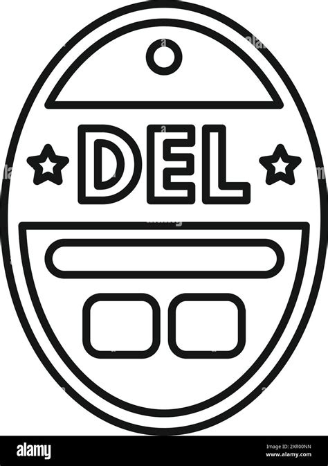 Black Outline Illustration Of An Oval Delete Key Keyboard Button Icon Isolated On A White