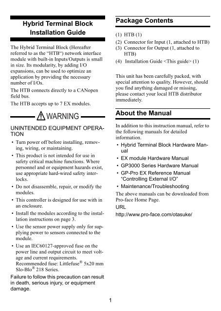 Hybrid Terminal Block Installation Guide Pro Face America HMI Store