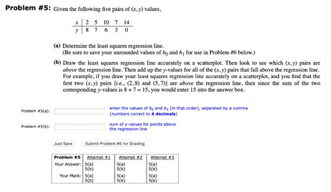 solved problem 5 given the following five pairs of x y