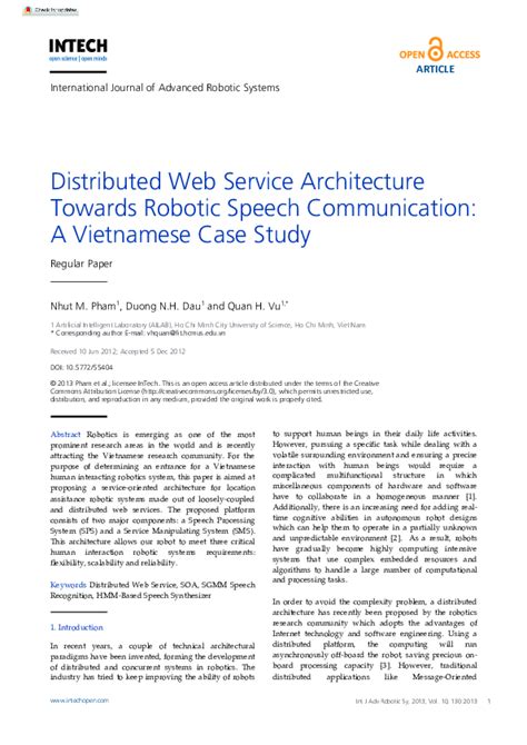 Pdf Distributed Web Service Architecture Towards Robotic Speech Communication A Vietnamese