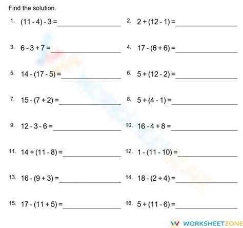 Subtraction Addition Multiplication Division Worksheet