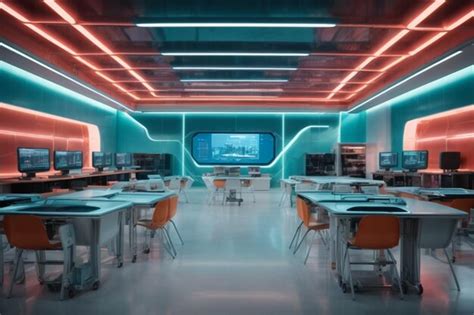 Premium Photo View Of Futuristic Classroom For Students