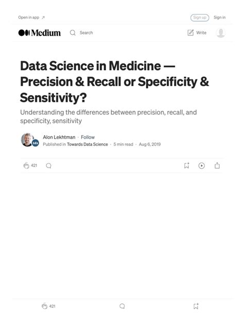 Data Science In Medicine Precision And Recall Or Specificity