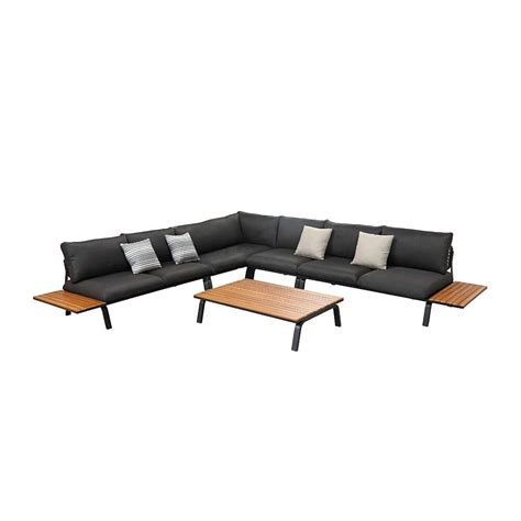 Les Milano Long Corner Lounge Set Black Rent Furniture In Qatar