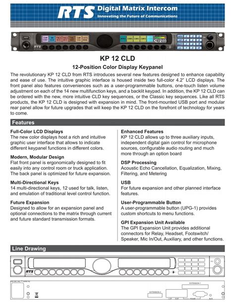 RTS Digital Matrix Intercom KP 12 CLD Technical Data Sheet
