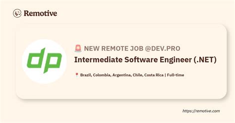 Hiring Intermediate Software Engineer Net Devpro