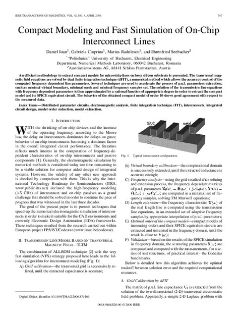 Pdf Compact Modeling And Fast Simulation Of On Chip Interconnect Lines