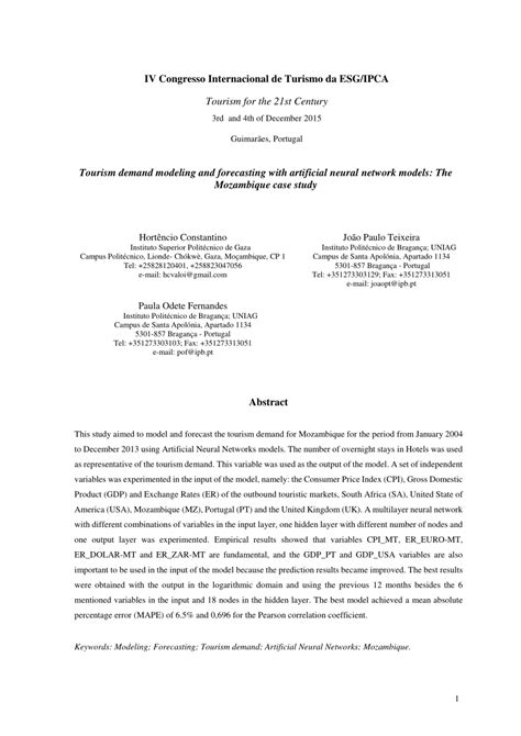 Pdf Tourism Demand Modeling And Forecasting With Artificial Neural Network Models The