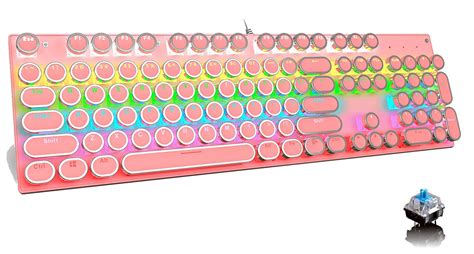 Gaming Keyboard Retro Punk Typewriter Style Mechanical Keyboard Blue Switch With True RGB