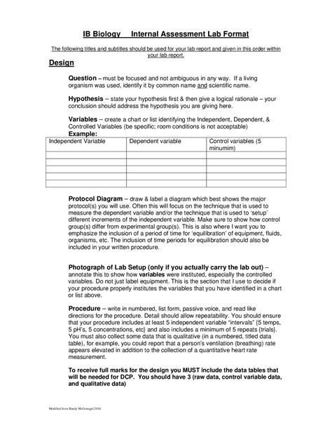 Ib Lab Report Template Thegreenerleithsocial Org
