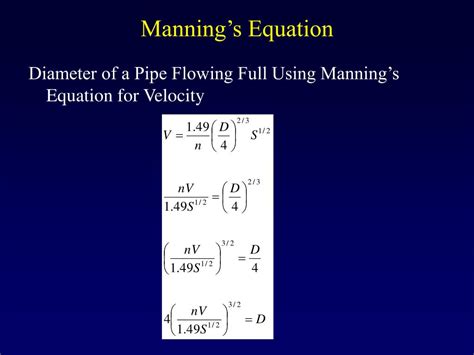 PPT Module D Flow In Pipes Mannings Equation PowerPoint