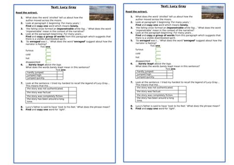 Year 6 Sats Style Comprehension Questions Lucy Gray Teaching Resources