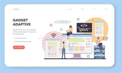 Programming Web Banner Or Landing Page Idea Of Working Stock Vector