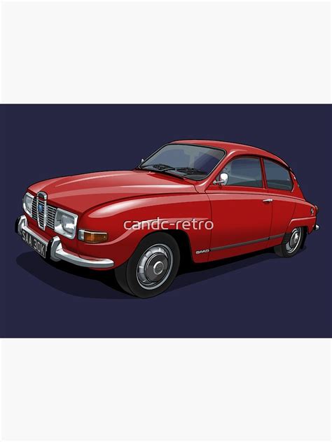 1971 Saab 96 Saloon In Solar Red Poster For Sale By Candc Retro