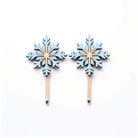 Premium Photo Wooden Blue Snowflake Hairpins Dansaekhwa Style