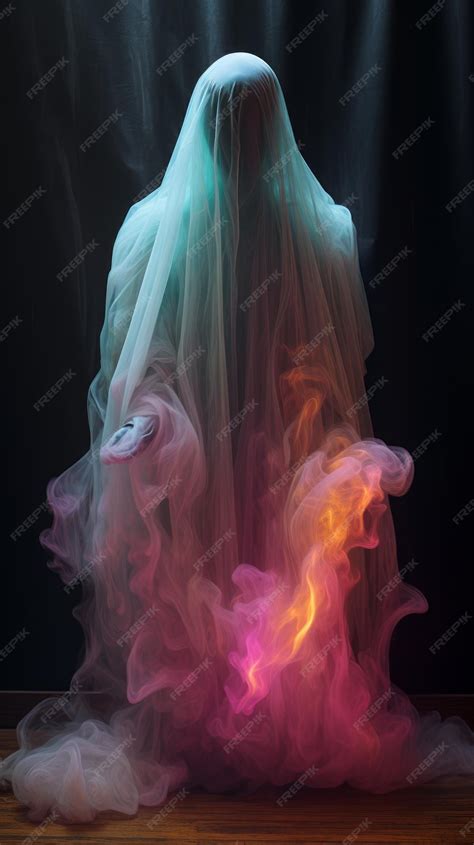 Premium Photo Spectral Colored Ghost With Smoky Effect Portrait